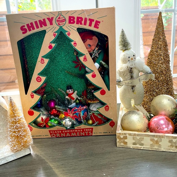 Holiday | Vintage Christmas Shiny Brite Box Elf Scene | Poshmark